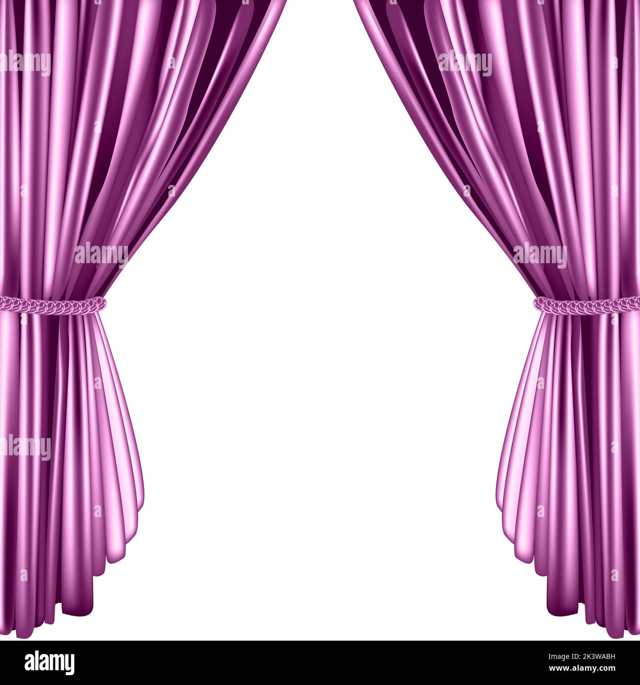 Pink curtain isolated on a white background - design element banner ...
