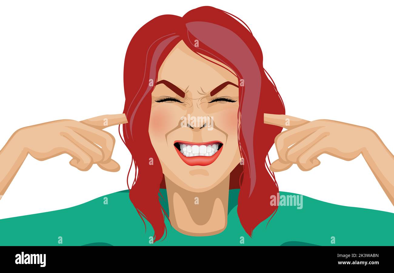 woman plugging her ears with fingers illustration design Stock Photo ...