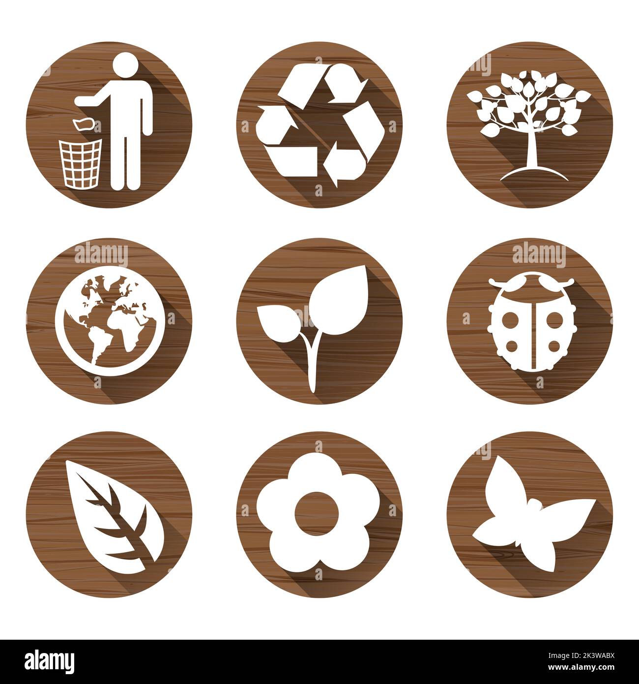 Nature wood icons set isolated on a white background design Stock Photo ...