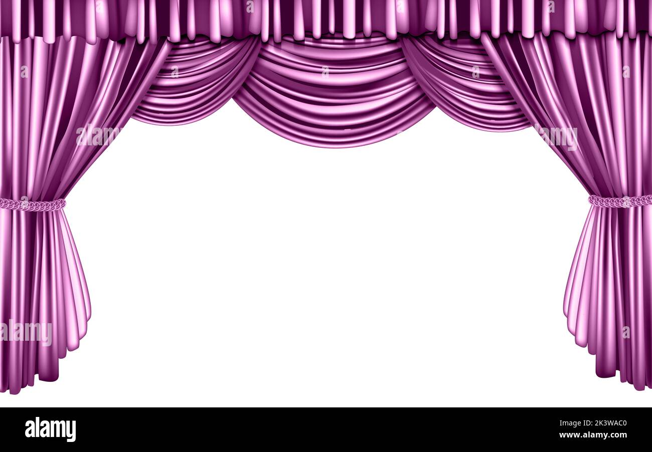 Pink curtain isolated on a white background - design element banner ...