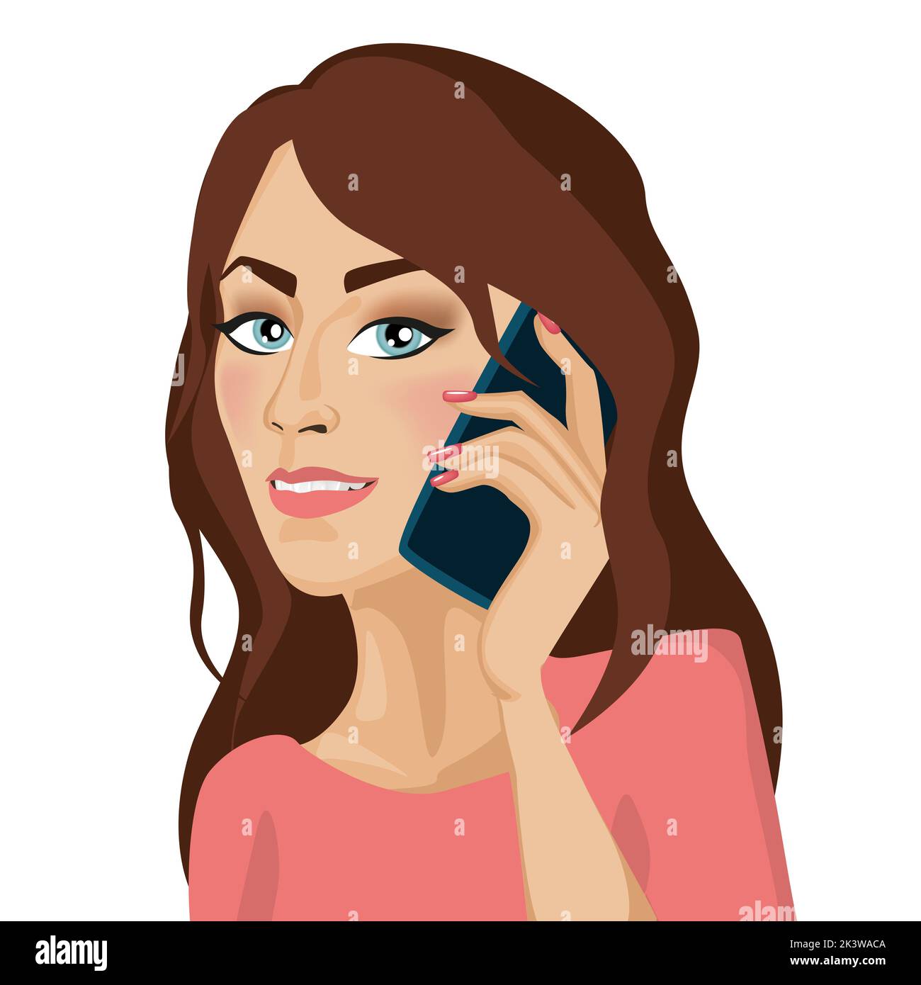 woman on the phone illustration - isolated on white background design ...