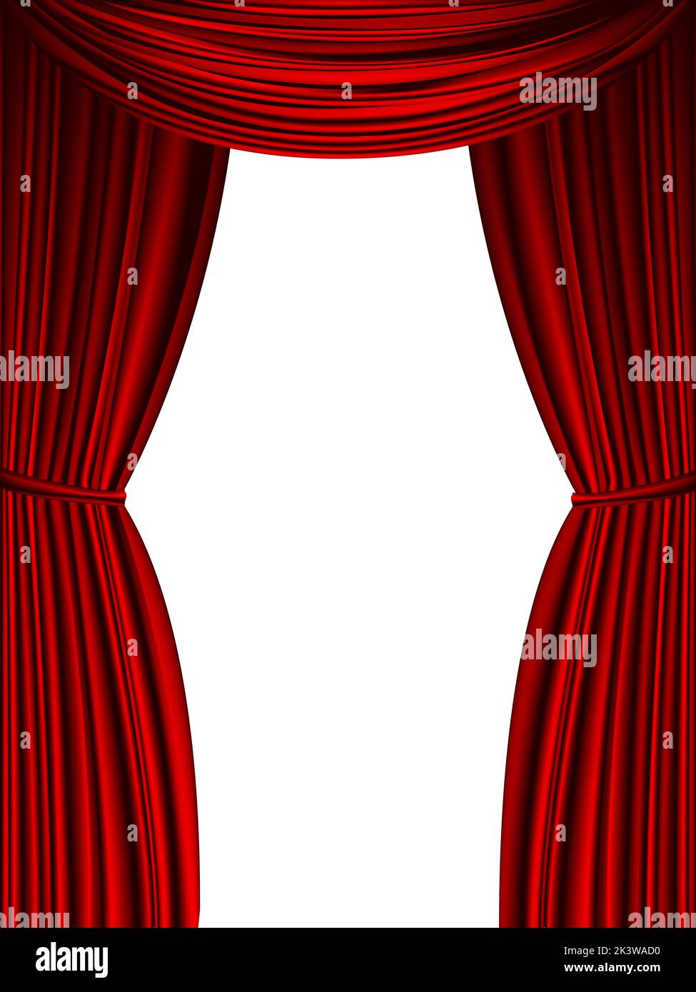 Red curtain isolated on a white background - design element banner ...