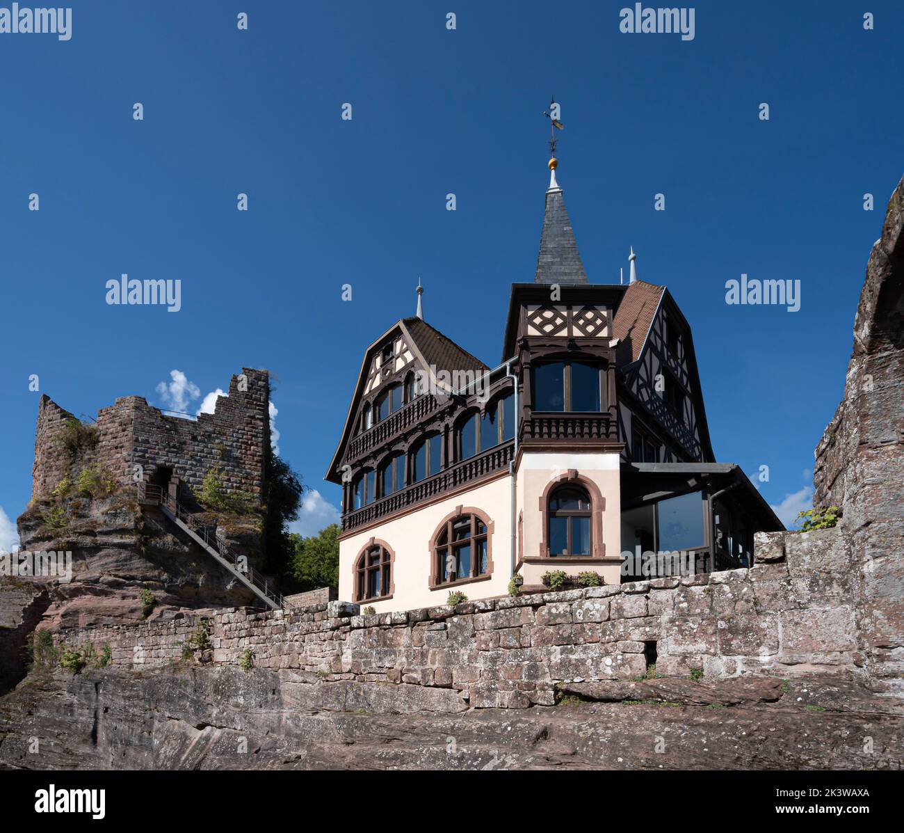 View of Haut-Barr Castle and the Alsace plain Stock Photo - Alamy