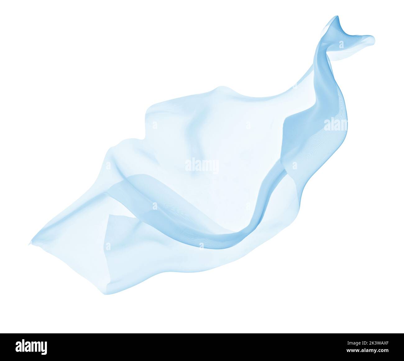 close up of a blue fabric cloth flowing on white background Stock Photo ...