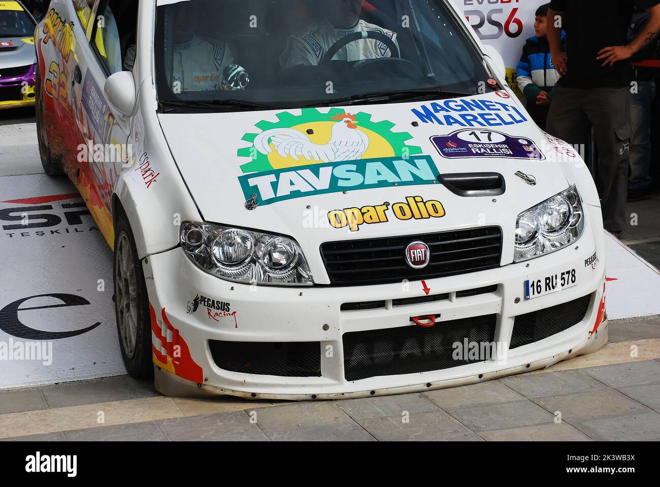 A decorated show racing car participating at the Eskisehir Rally event ...