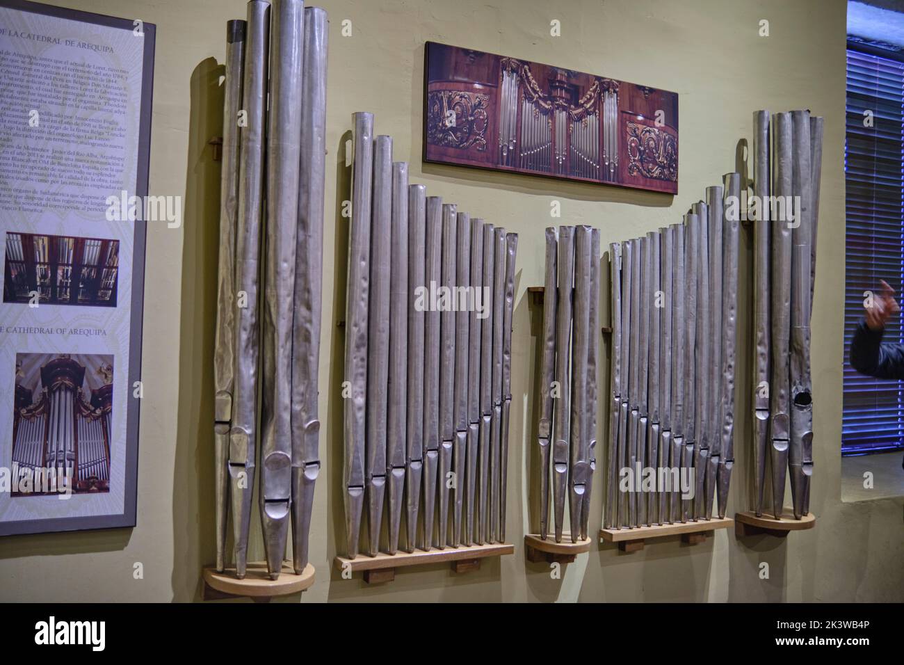 Inside of Arequipa Cathedral. Arequipa Peru. Pipe organ and interior of ...