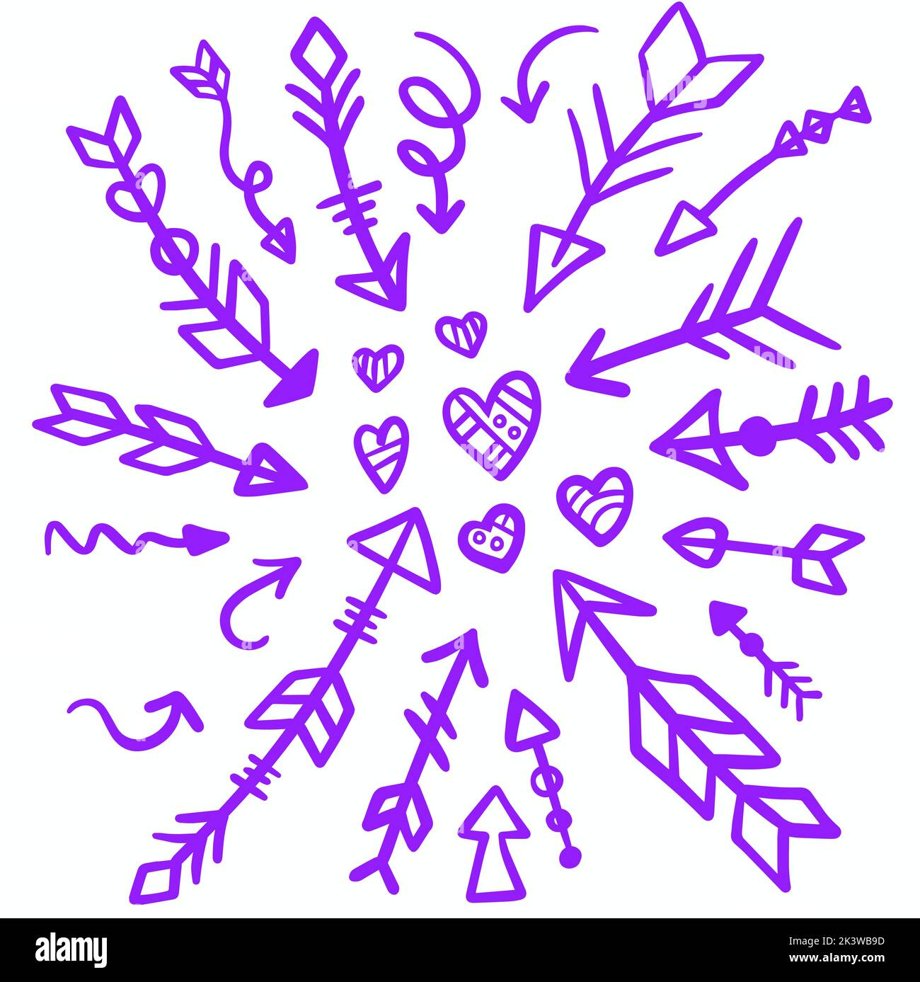 Purple Swirls Swoosh Marks with Vector Hand Drawn Highlighter Accent ...