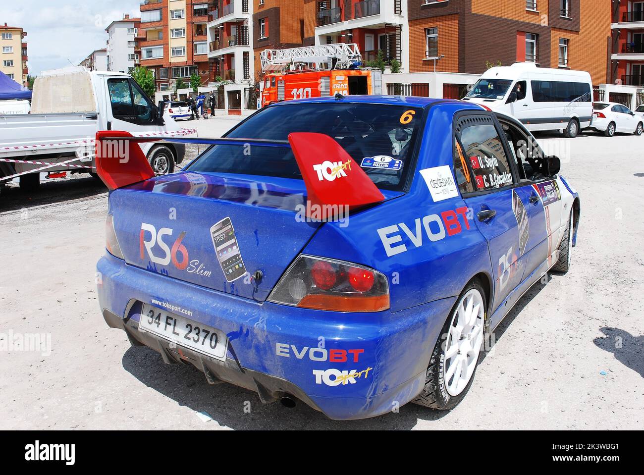 A decorated show racing car participating at the Eskisehir Rally event ...