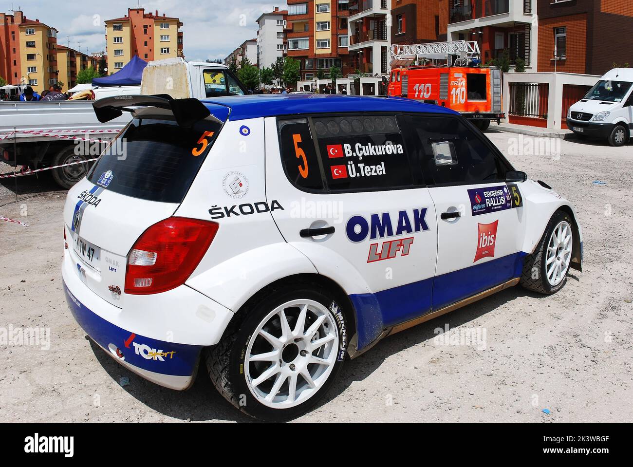 A decorated show racing car participating at the Eskisehir Rally event ...