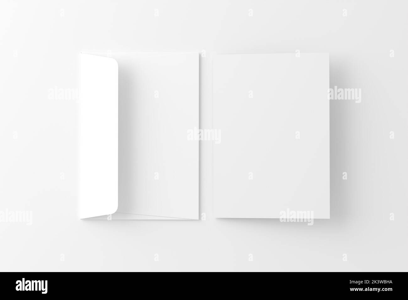 A4 A5 Folded Invitation Card With Envelope 3D Rendering White Blank ...