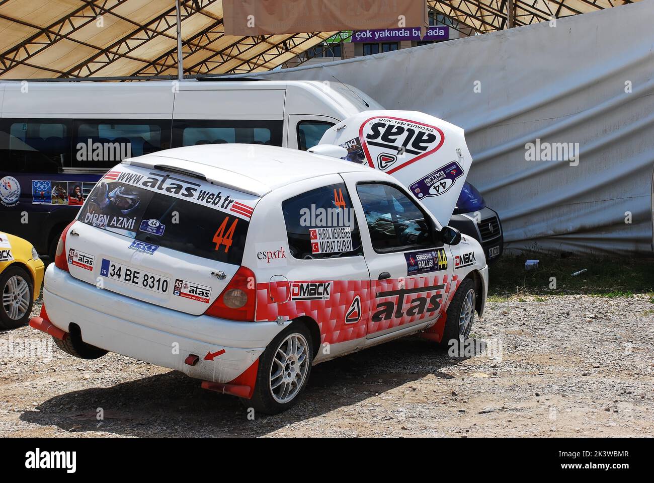 A decorated show racing car participating at the Eskisehir Rally event ...