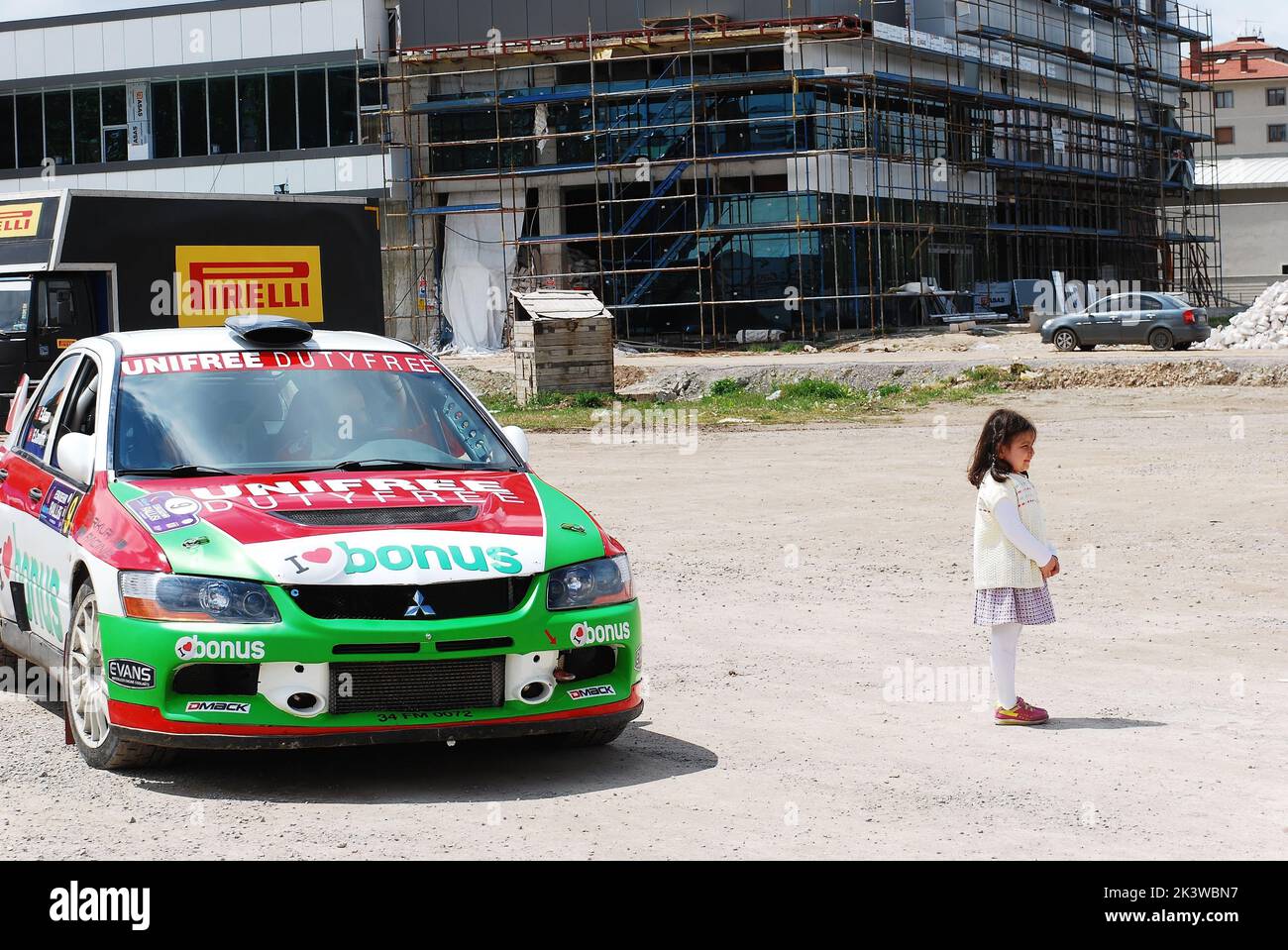 A decorated show racing car participating at the Eskisehir Rally event ...