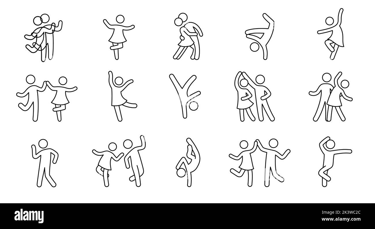 Line dancer, dancer couple icon. Latin, tango, salsa girl, boy pose outline icon. Editable ...