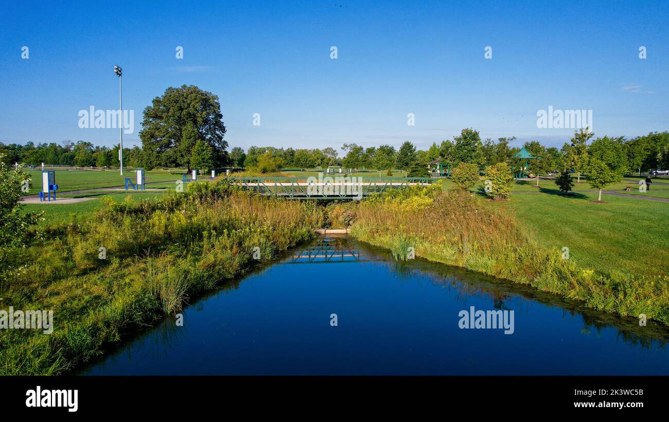 little bridge over a pond Stock Photo - Alamy