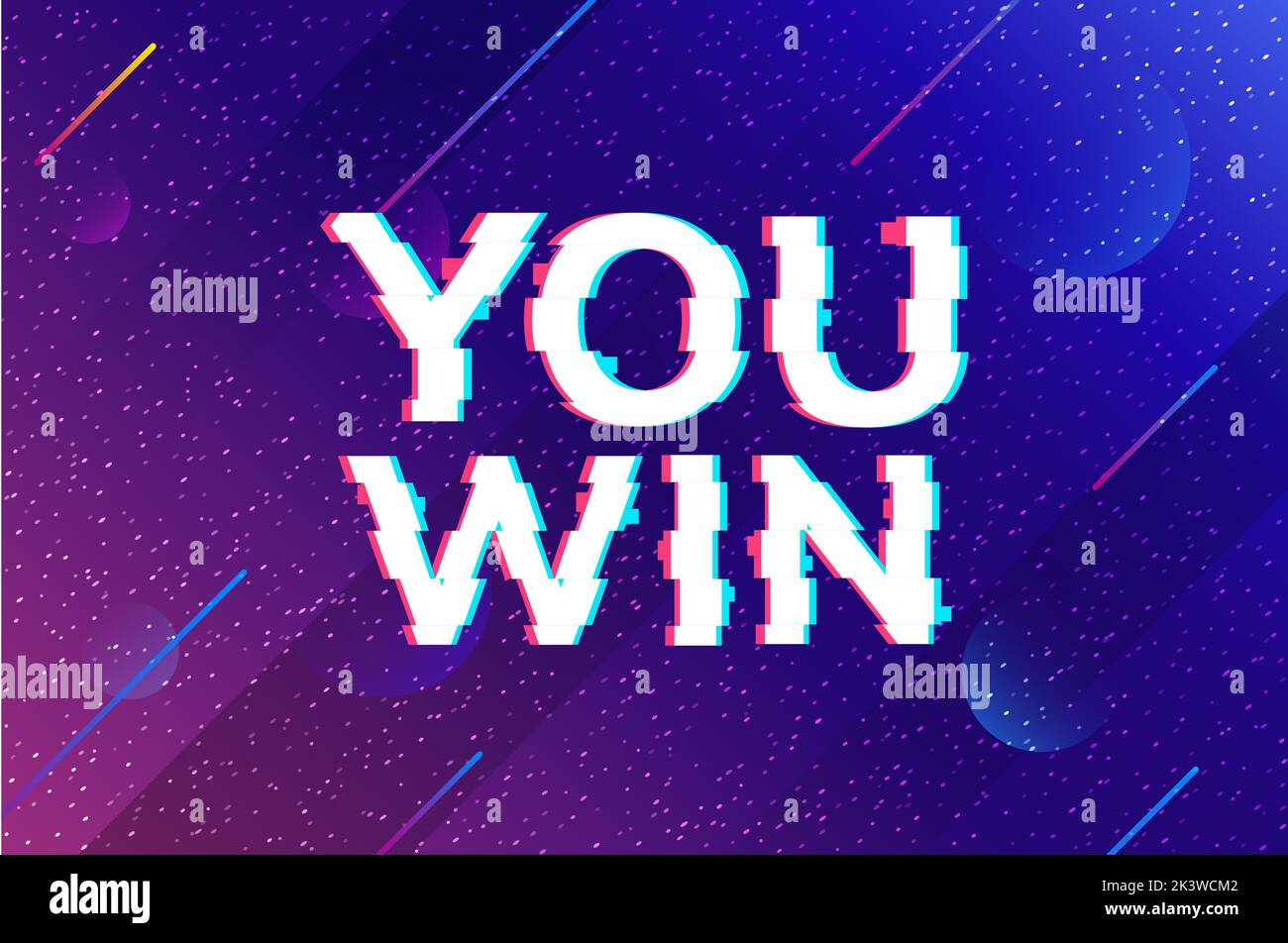 Retro game glitch win score background. Video game you win glitch effect text Stock Vector Image ...