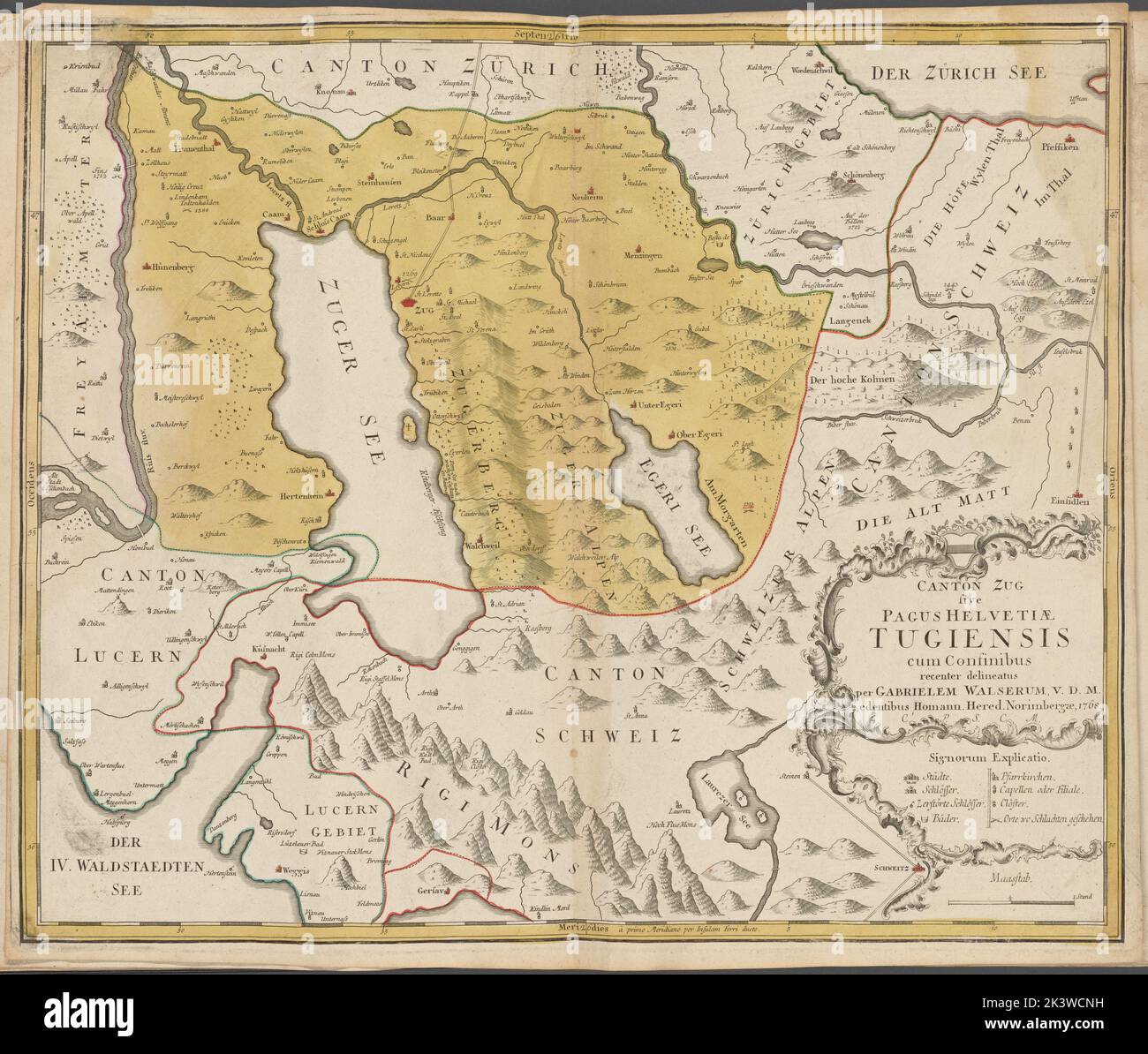 Canton Zug sive Pagus Helvetiae Tugiensis cum Confinibus ... 1768 ...