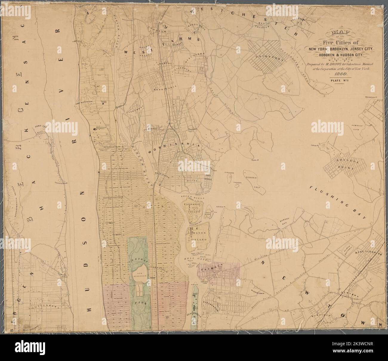 Map of the five cities of New York, Brooklyn, Jersey City, Hoboken ...