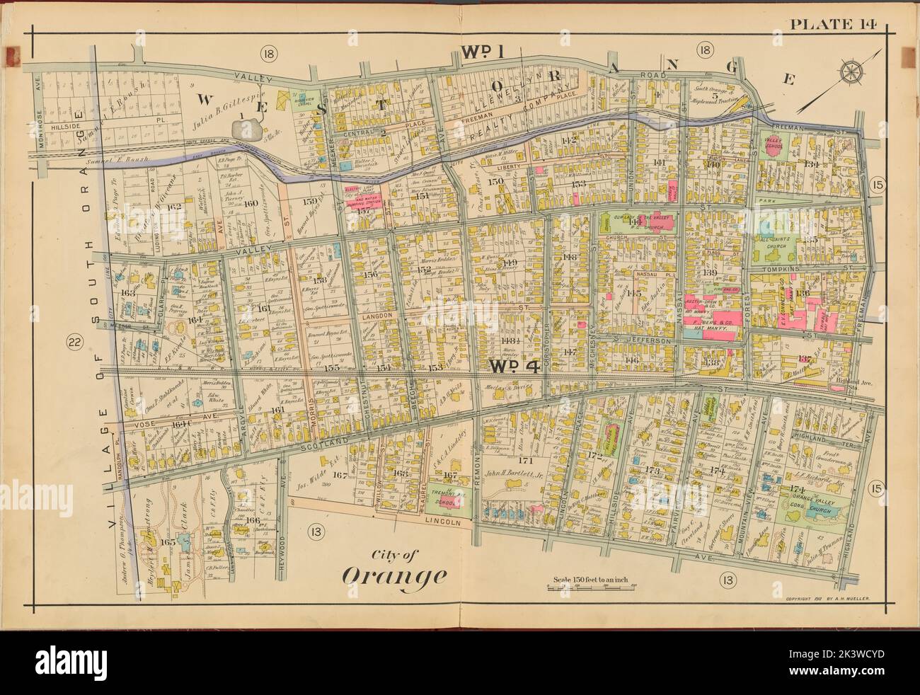 Orange County, Double Page Plate No. 14 Map bounded by Valley Rd ...