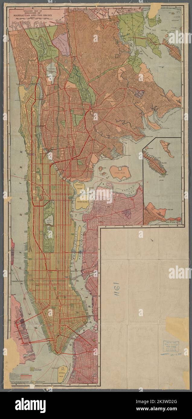 Williams map of boroughs of Manhattan and Bronx 1911. Cartographic ...