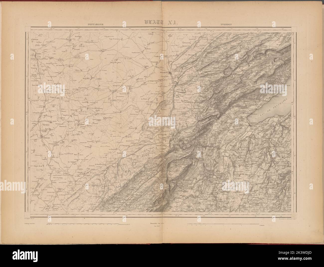 Blatt XI: Pontarlier, Yverdon Cartographic. Maps. 1879. Lionel Pincus ...