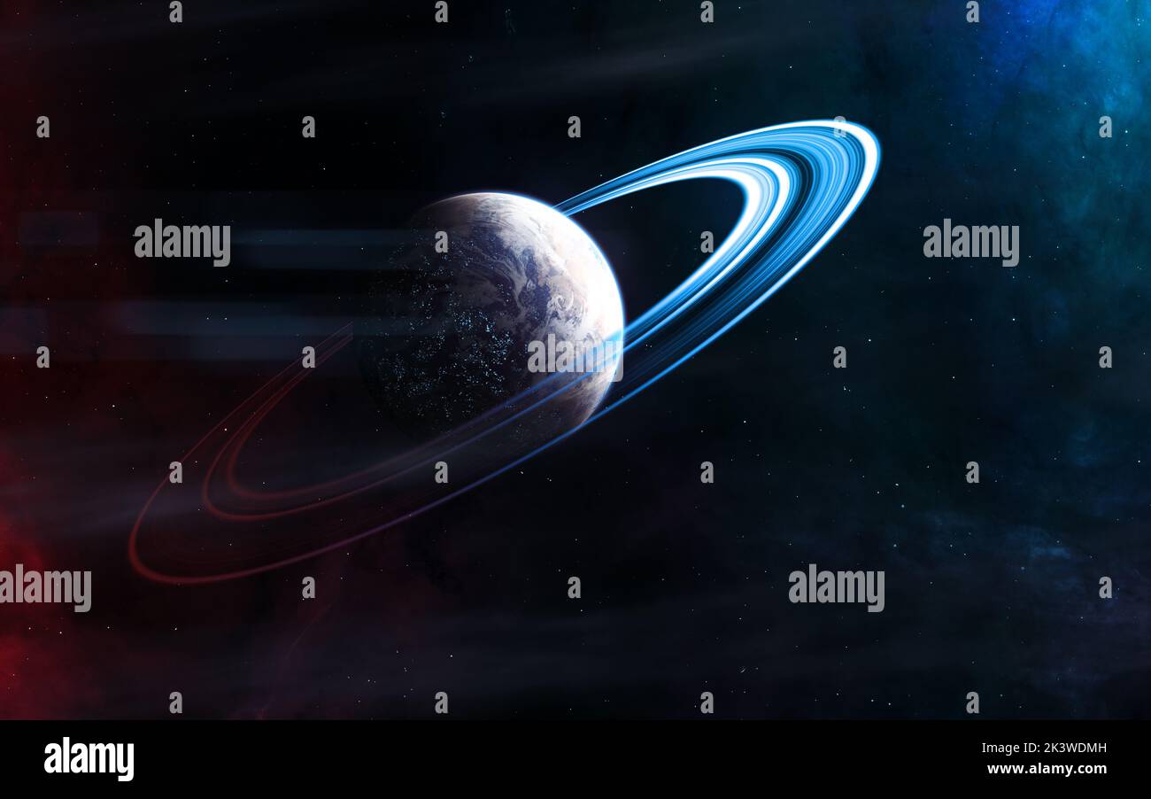 Lonely inhabited deep space planet Stock Photo - Alamy