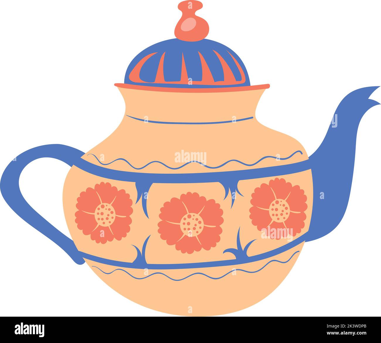 Ceramic teapot icon. Classic hand drawn pottery isolated on white ...