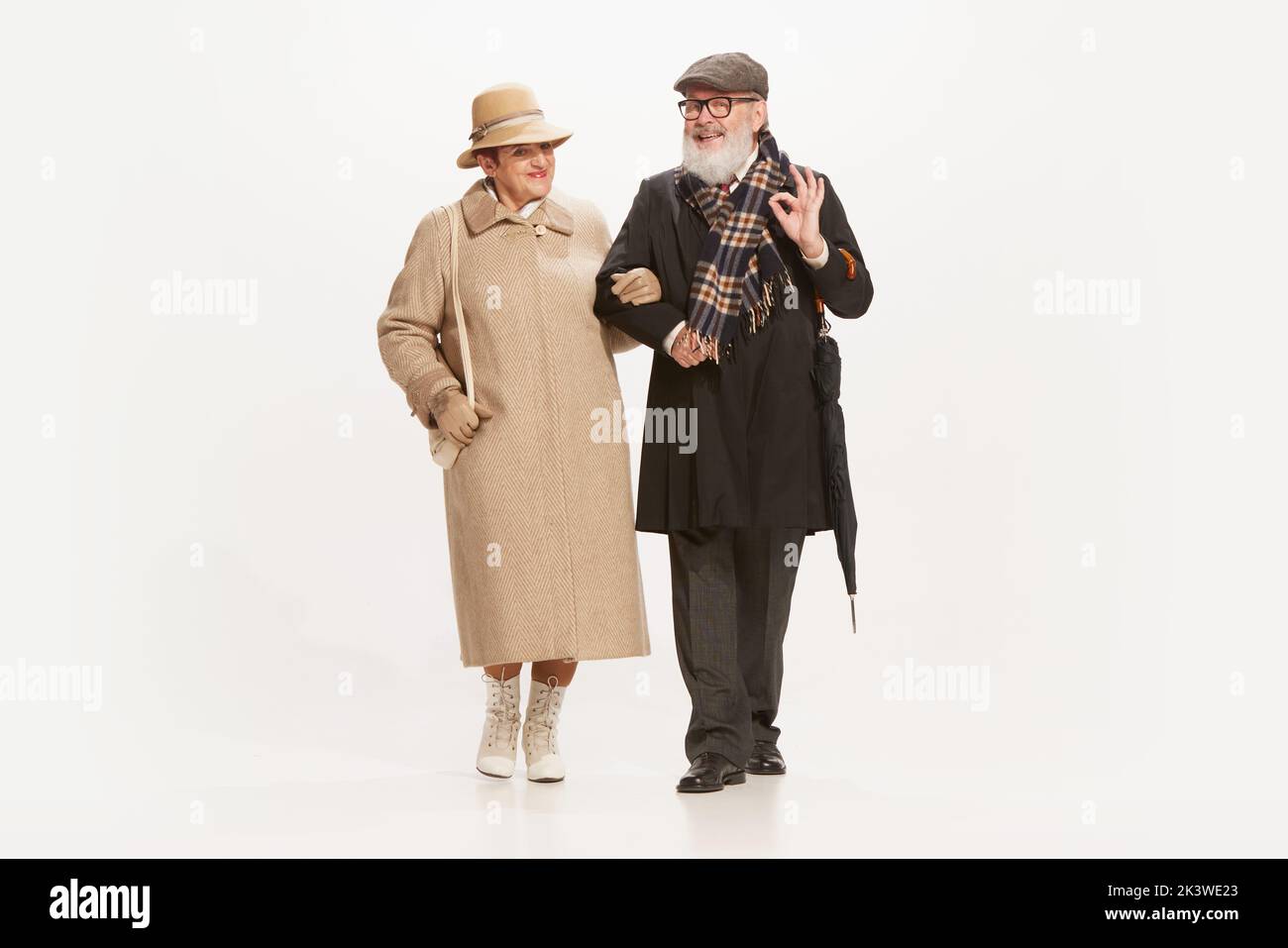 Dating. Handsome senior man and charming middle age woman in vintage ...