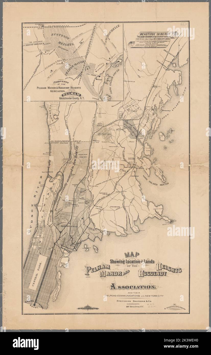 Map showing location of lands of the Pelham Manor and Huguenot Heights ...