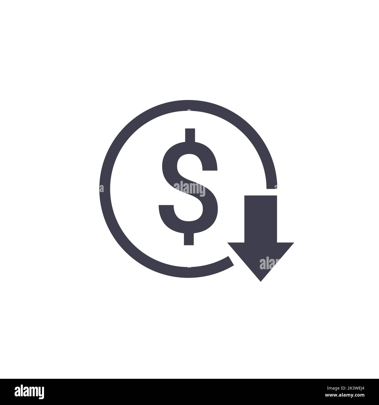 Cost reduction icon price lower arrow. Vector low cost money crisis ...