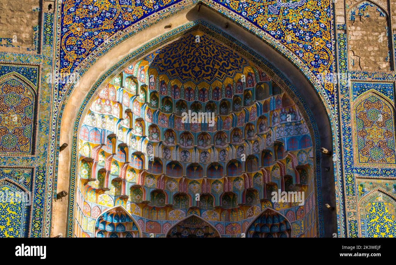 Geometrical interior interior art in a mosque in the Bukhara ...