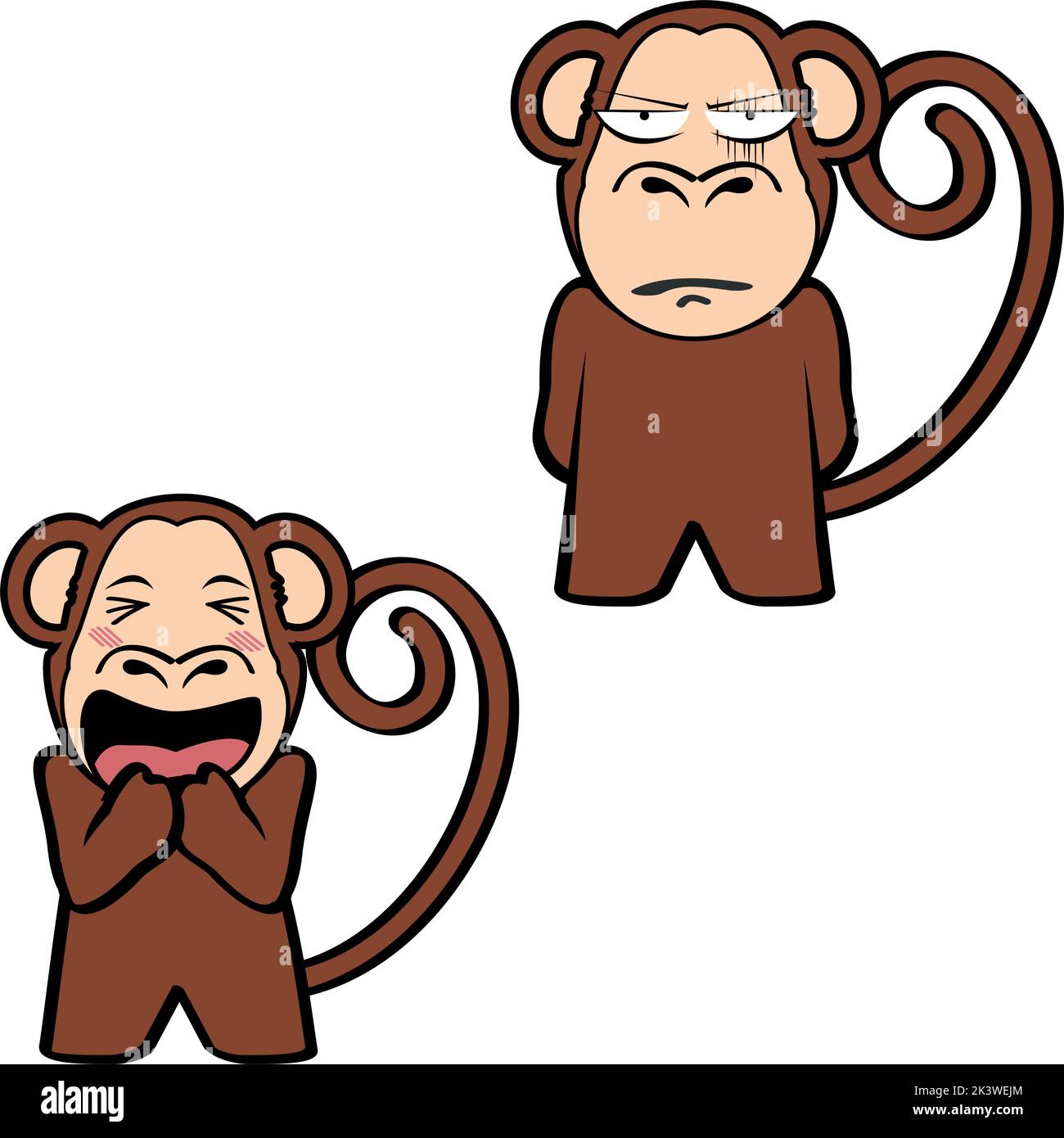 angry standing monkey cartoon expressions pack illustration in vector ...