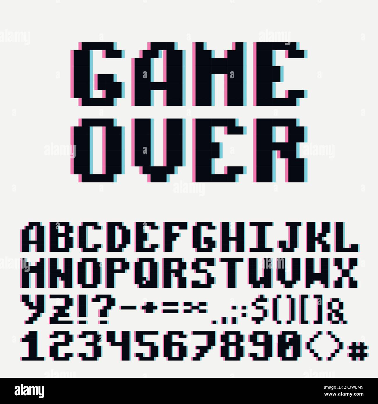 Pixel font retro video Cut Out Stock Images & Pictures - Alamy