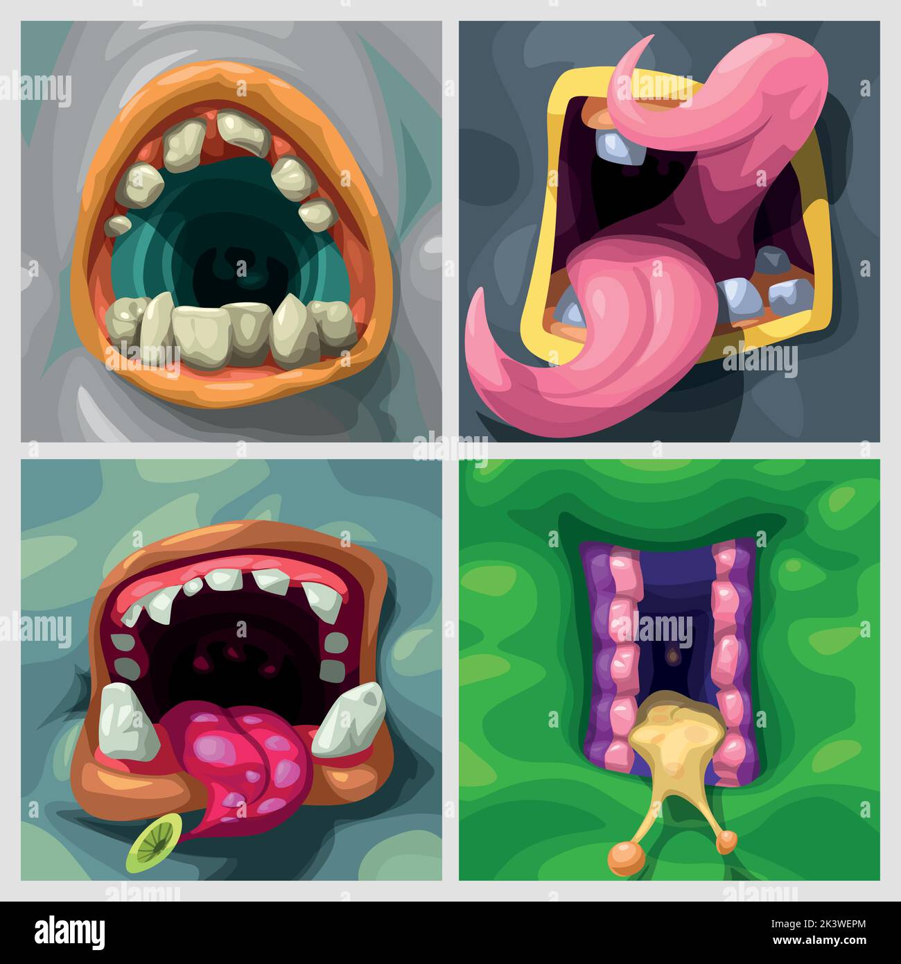 various shapes and color monsters mouth set Stock Vector Image & Art ...
