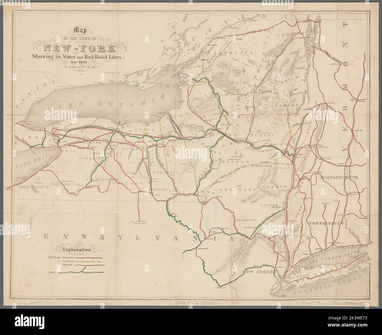 Map of the State of New-York: showing its water and rail road lines ...
