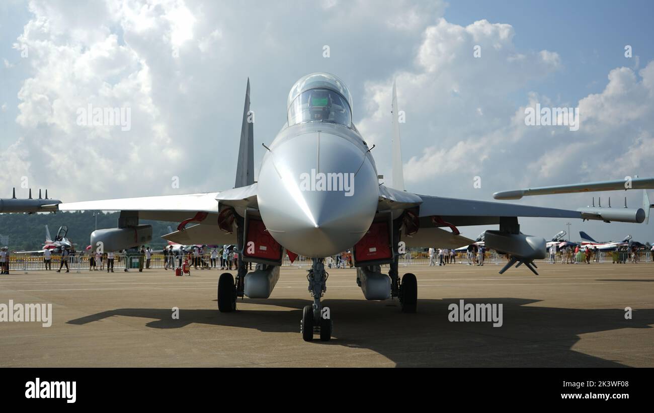 A large plane on the ground at Zhuhai International Aviation Expo and ...