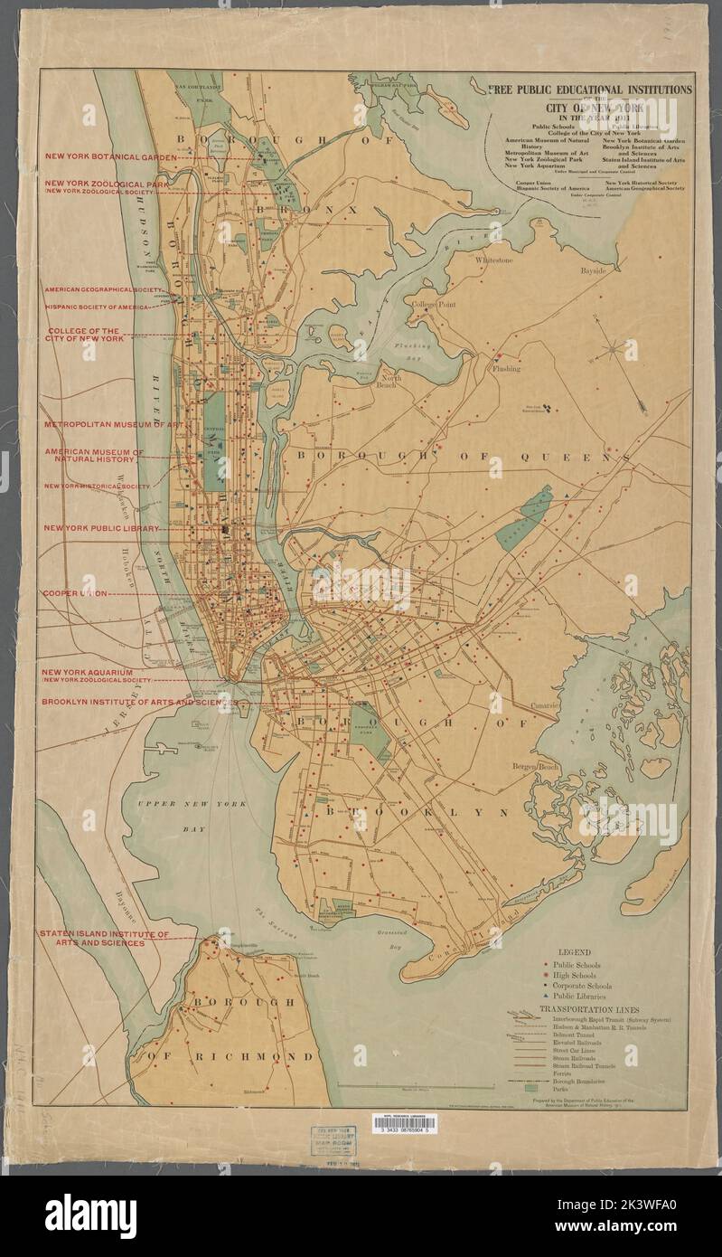 New York City Free Public Educational Institutions, 1911 ; prepared by ...