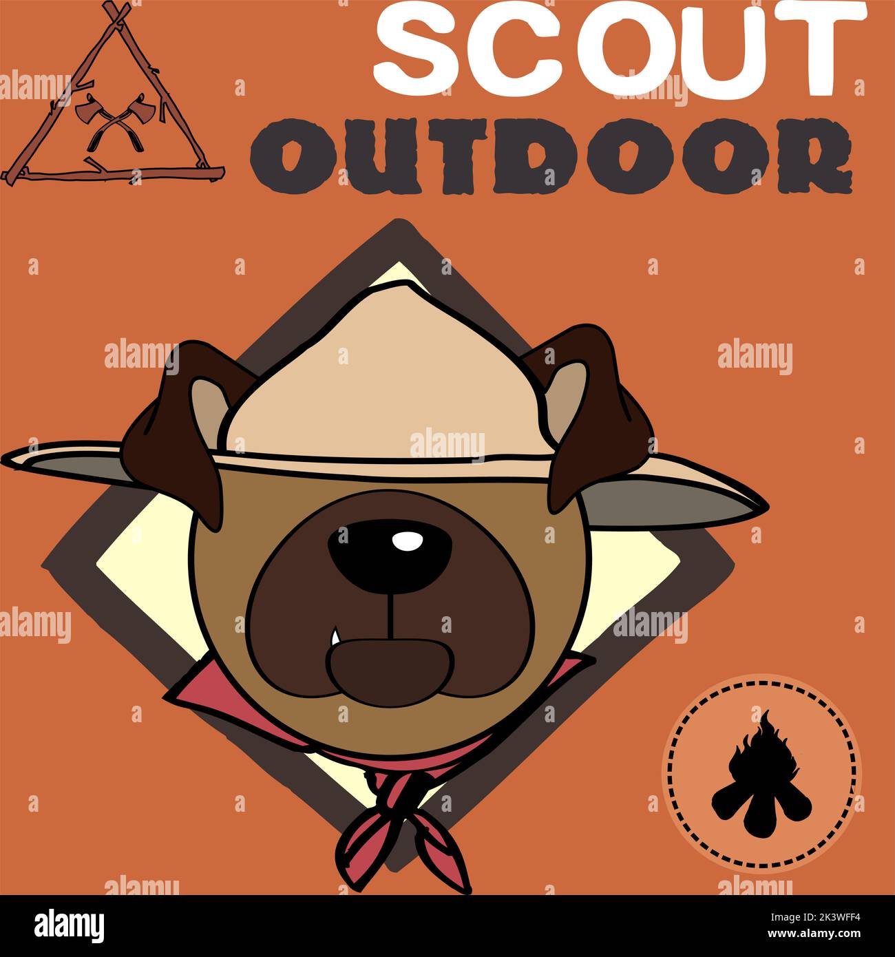 dog cartoon scout uniform insignia pack collection illustration in ...