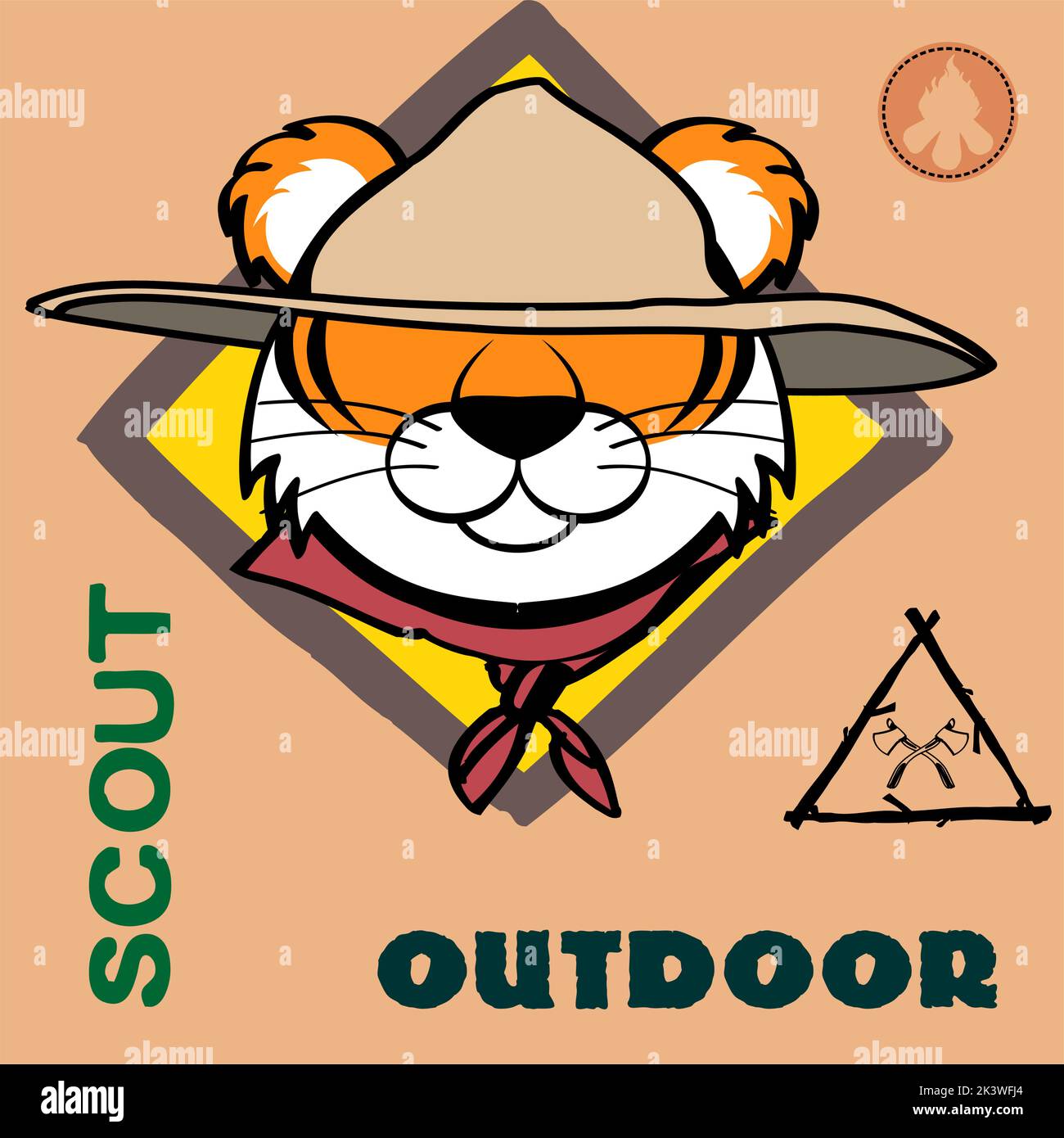 tiger cartoon scout uniform insignia pack collection illustration in ...