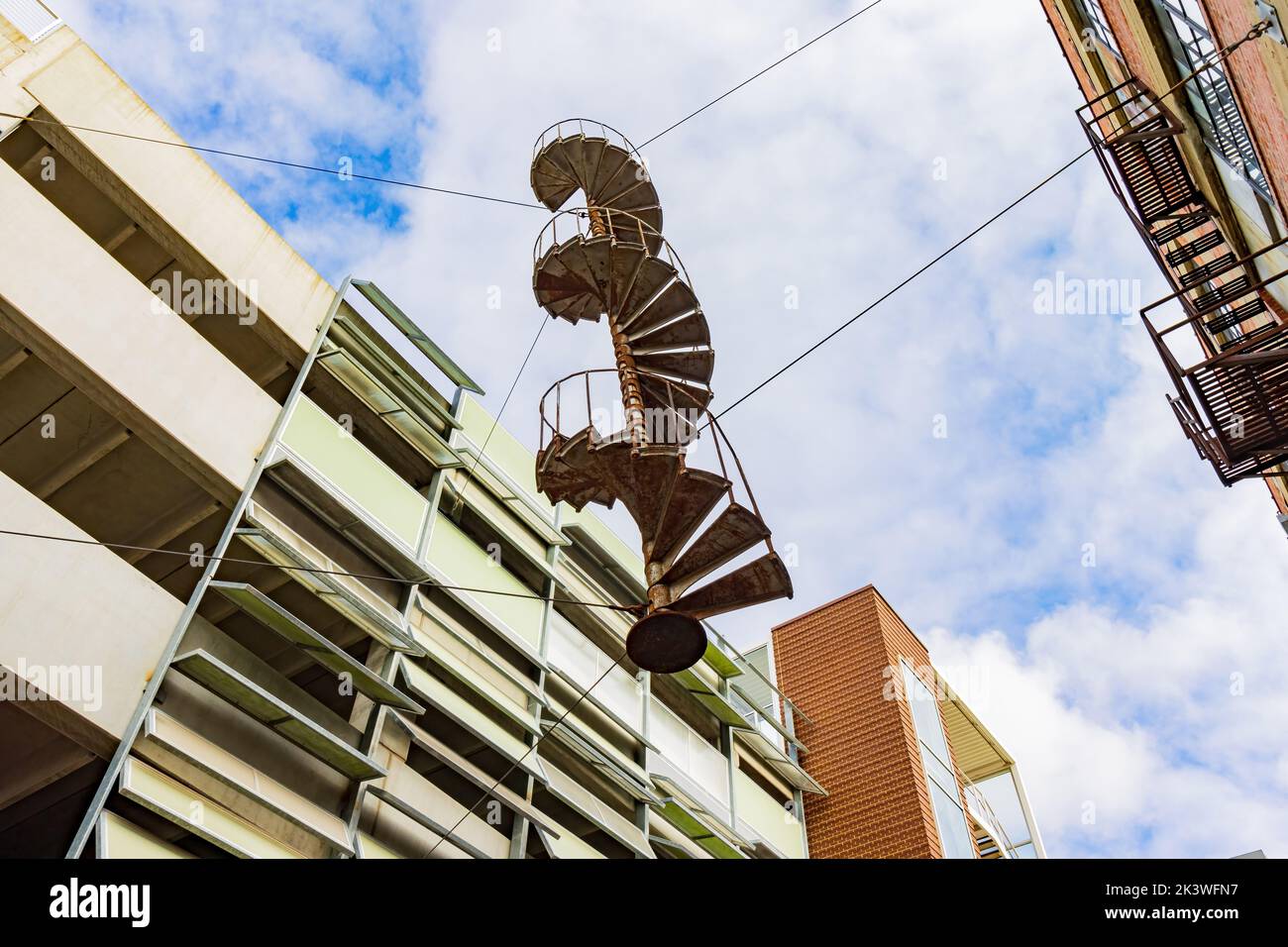 Sunny view of the Architectural DNA, stair in the sky at Oklahoma Stock ...