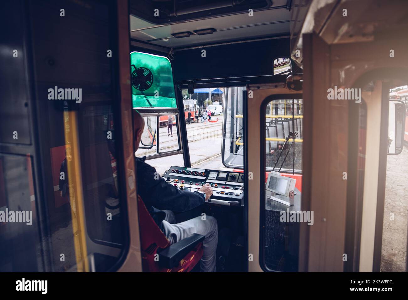 Tram driver runs the tram. Transport Stock Photo - Alamy