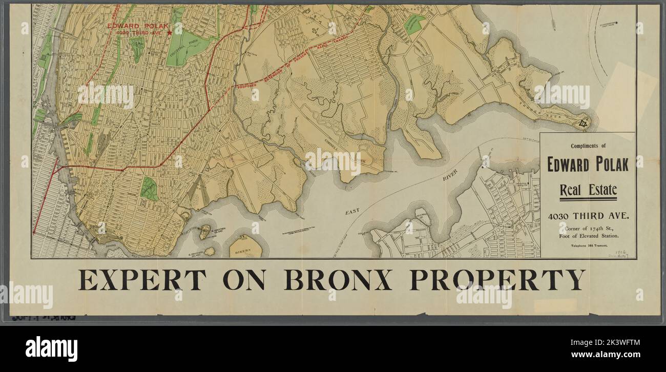 Map of the Bronx complements of Edward Polack, real estate. 1906 ...