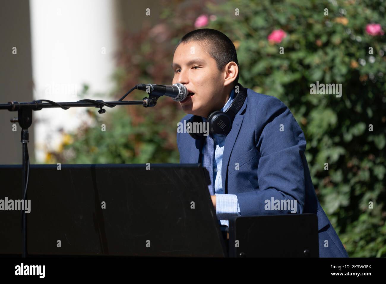 Pianist Jose Andre Montaño plays at a celebration of the Americans with ...