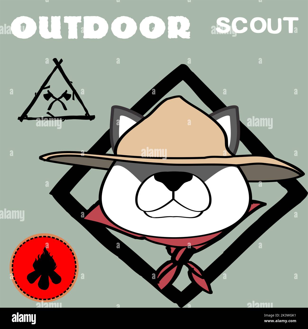 wolf cartoon scout uniform insignia pack collection illustration in ...