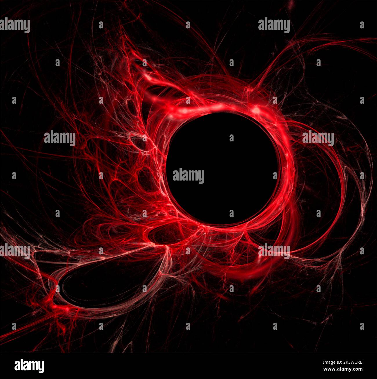 space fantasy illustration of red planetary system on dark space ...