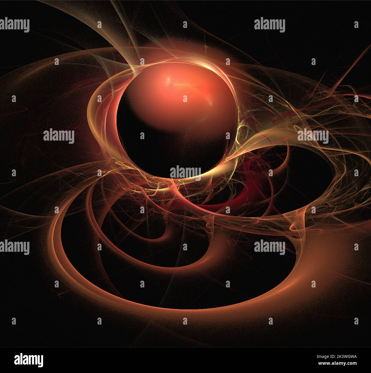space fantasy illustration of red planetary system on dark space ...