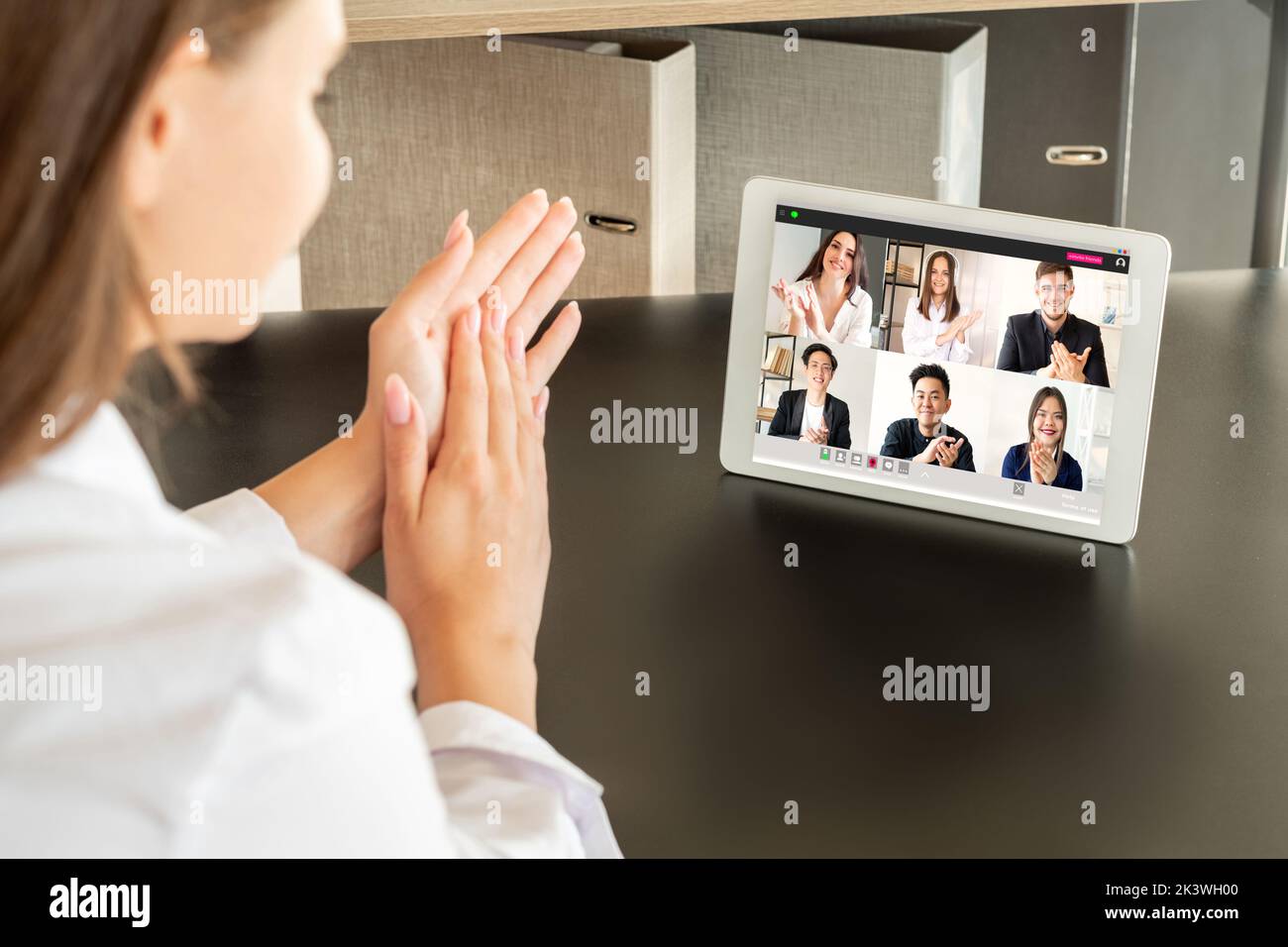 Video conference. Successful teamwork. Digital meeting. Remote job ...