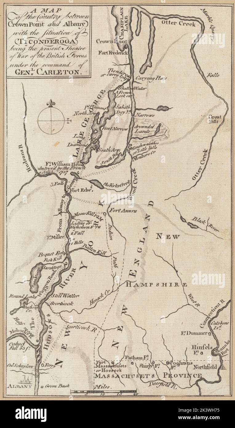 A map of the country between Crown Point and Albany with the situation ...