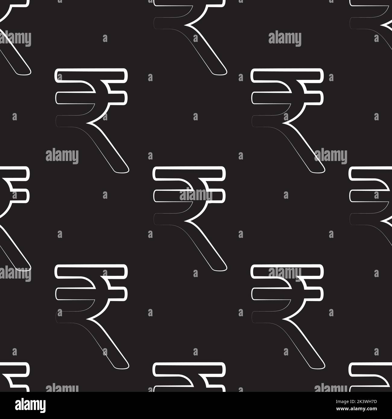 Indian rupee symbol vector pattern seamless background. Black white ...