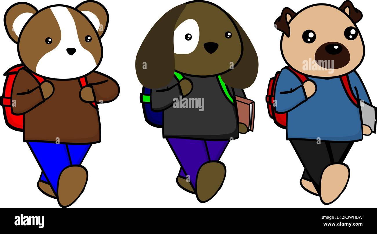 cute walking character animals kids cartoon pack, school backpack ...