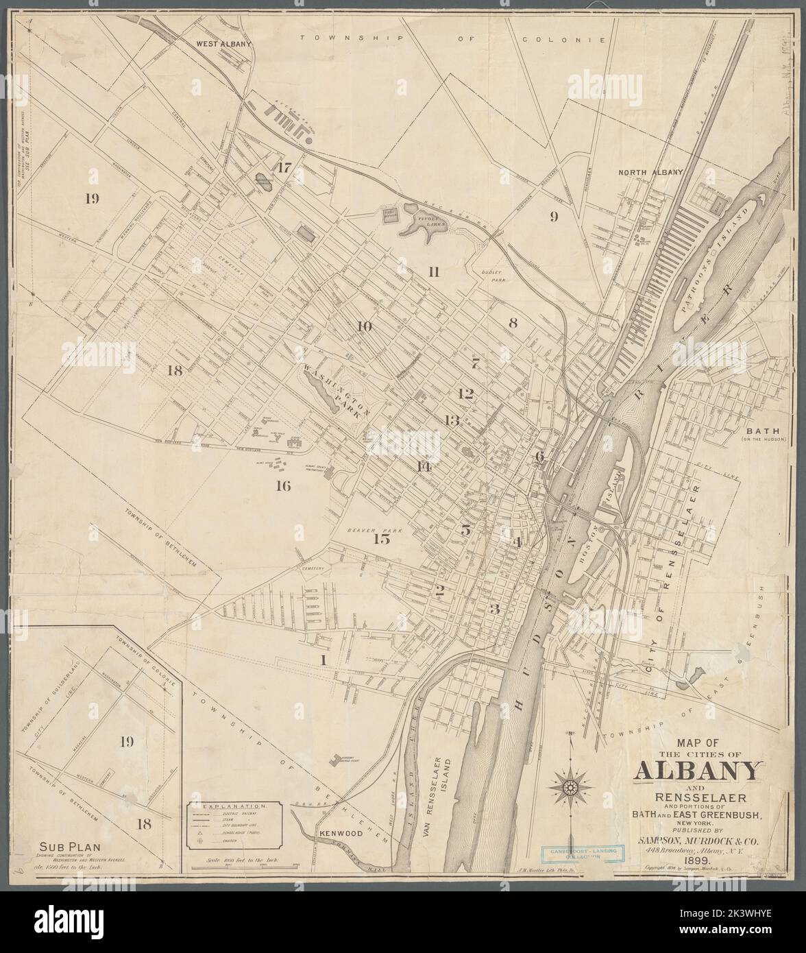 Map of the Cities of Albany and Rensselaer and portions of Bath and ...